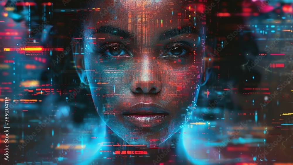 Female Computer Engineer Works on a Neural Network Artificial ...