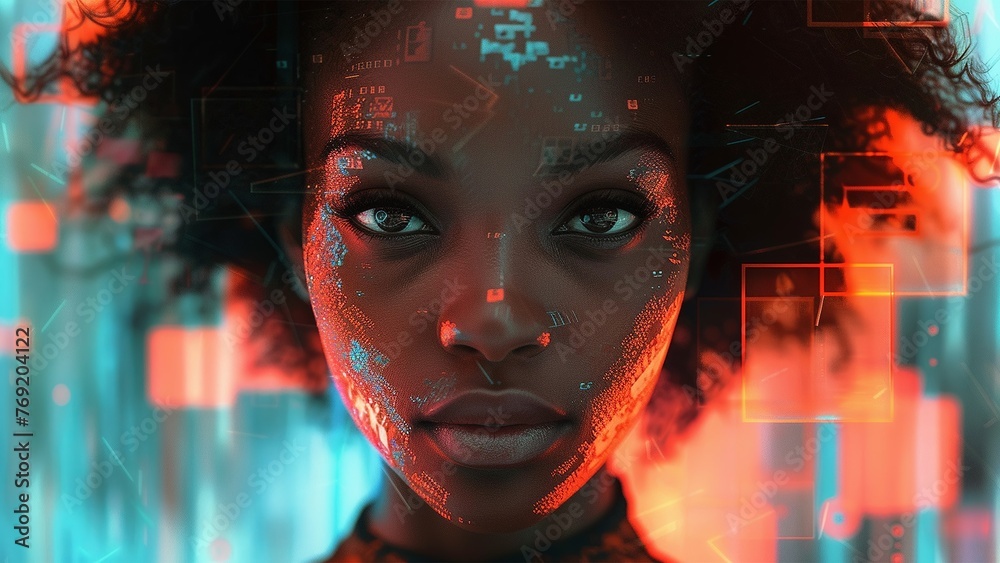 Female Computer Engineer Works on a Neural Network Artificial ...