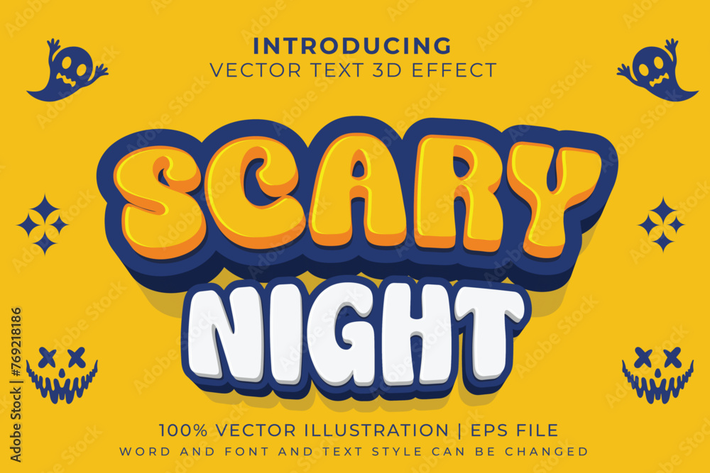 Editable 3D text effect - Scary night 3D Cartoon Template style scary ...