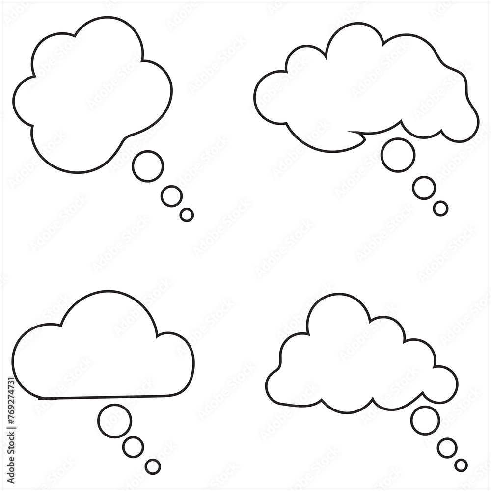 Thought bubble thinking cloud line art vector icon for apps and ...