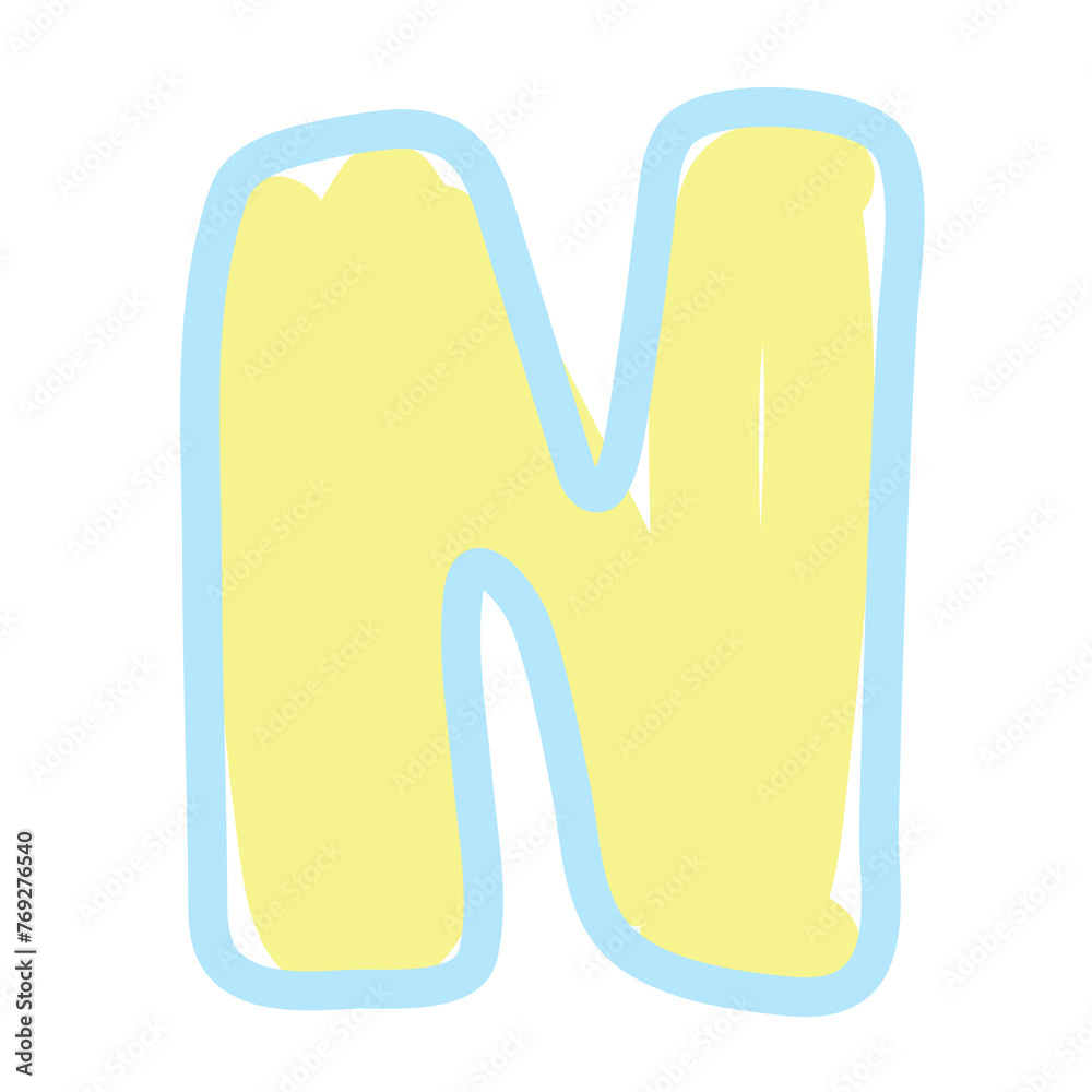 Hand drawn N alphabet letter for brand logo, icon, decoration, pastel ...