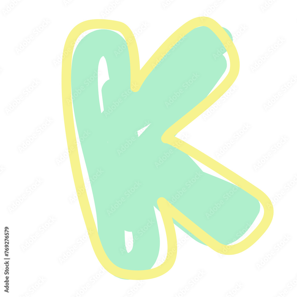 Hand drawn K alphabet letter for brand logo, icon, decoration, pastel ...