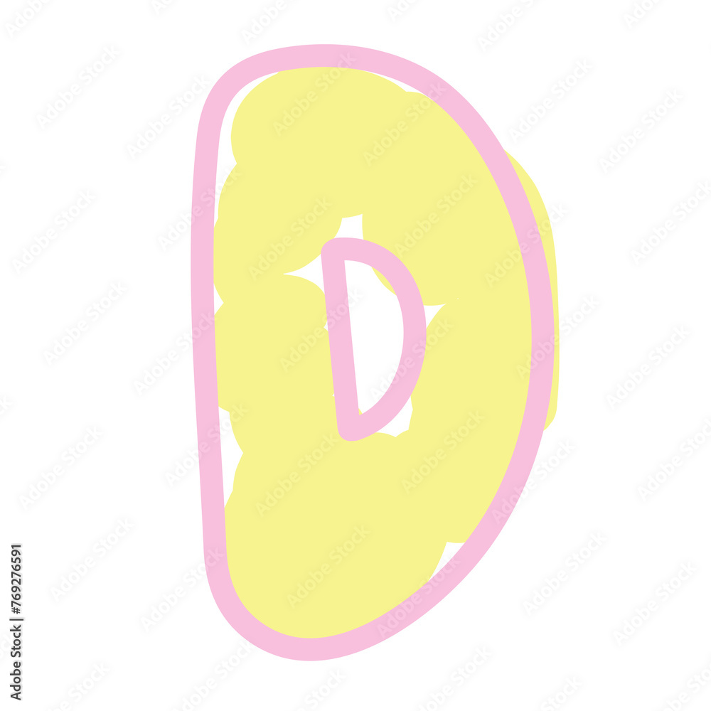 Hand drawn D alphabet letter for brand logo, icon, decoration, pastel ...