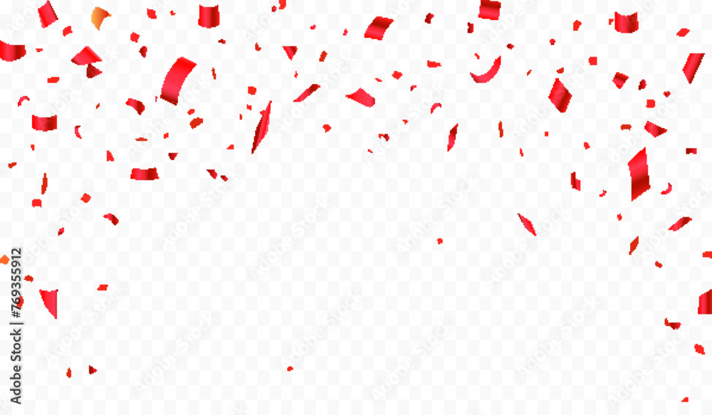 Luxury confetti flying for celebration party banner. Falling shiny red ...