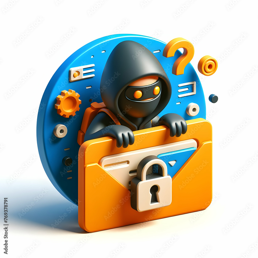 3D flat icon for business as Code Burglar Sneaky figure bypassing ...