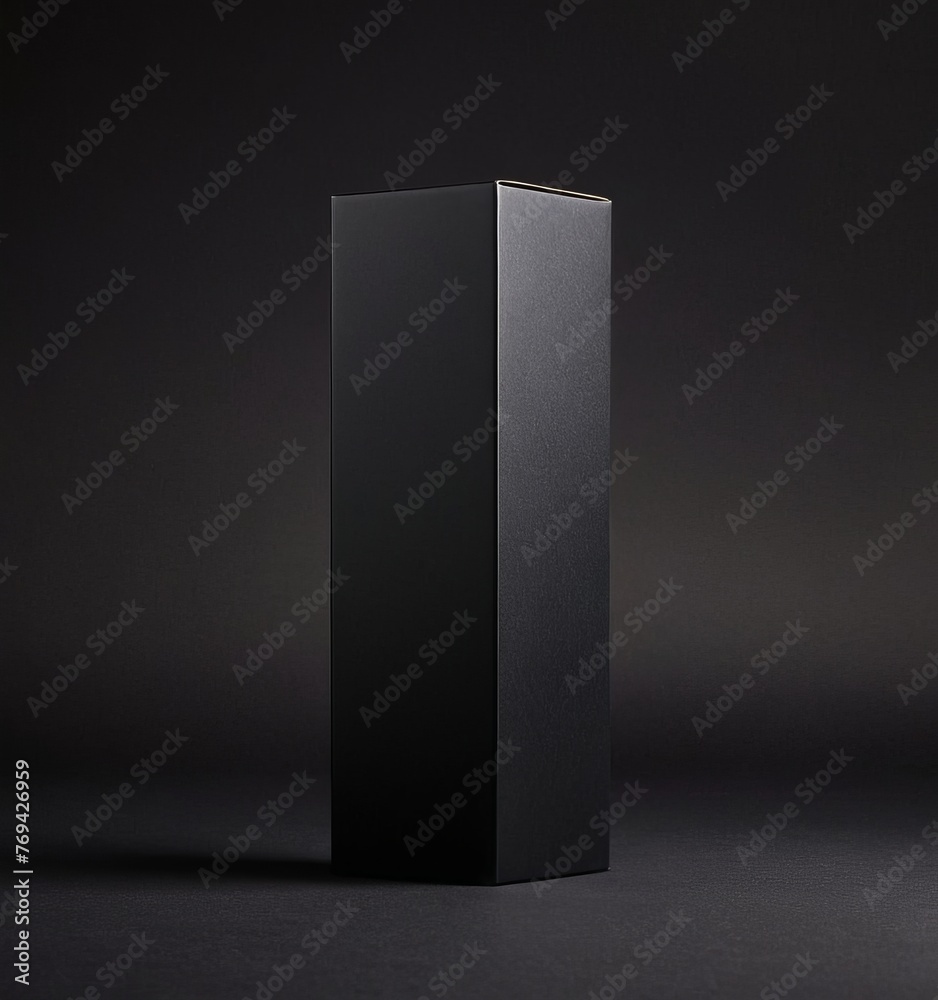Mockup of black rectangular box for alcohol bottle presentation ...