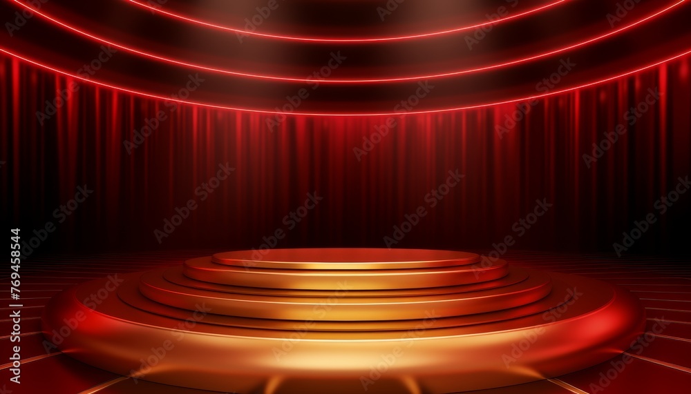 Red golden ceremony award stage venue background. Stock Photo | Adobe Stock