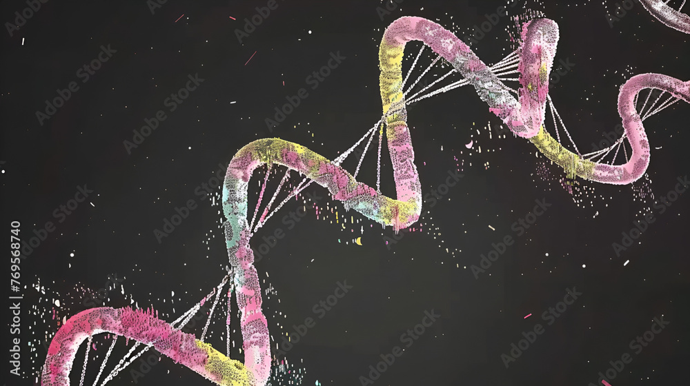 DNA sequencing, DNA mutation, hybridization, digital DNA in transparent ...