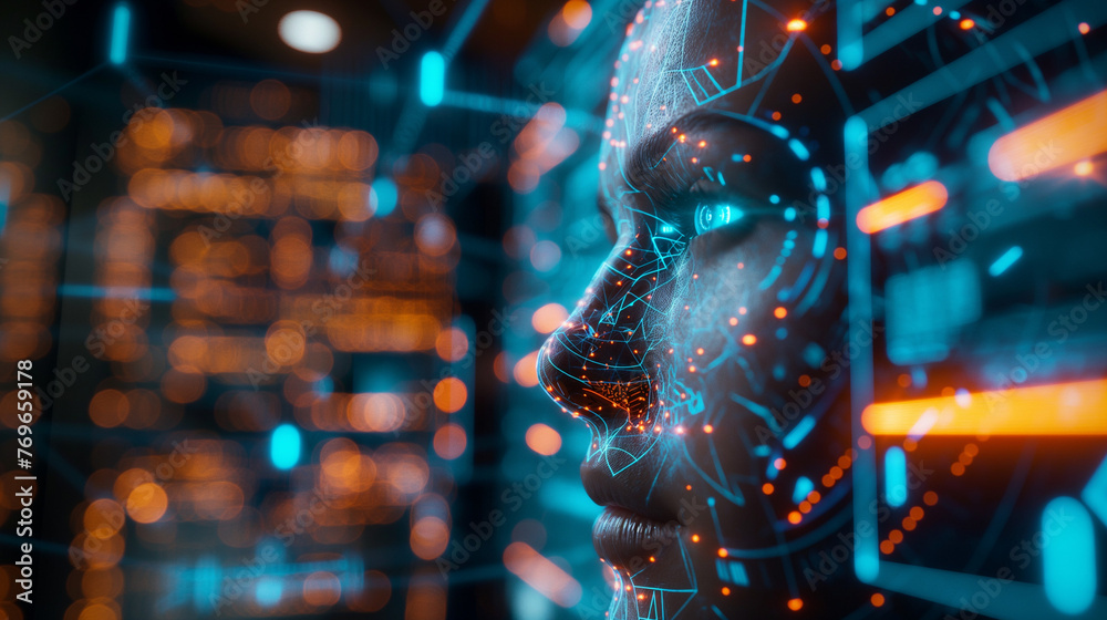 AI (Artificial Intelligence) concept. Deep learning. GUI (Graphical User Interface). Stock ...