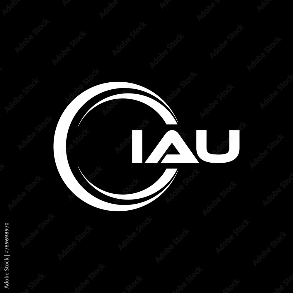 IAU letter logo design with black background in illustrator, cube logo ...