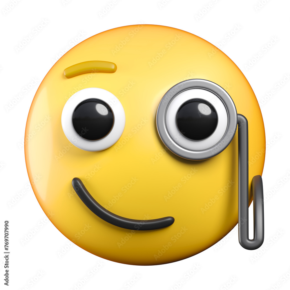 Face with Monocle emoji, face with furrowed eyebrows wearing a monocle ...