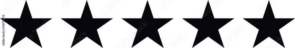black five stars quality rating icons 5 stars icon five star sign ...