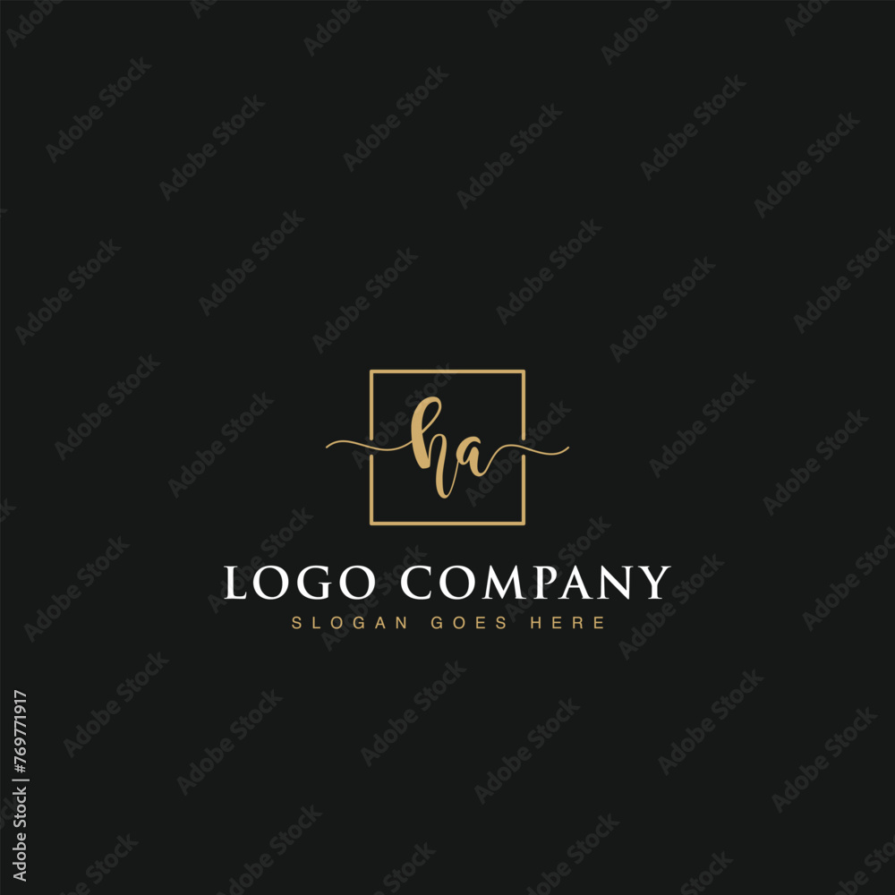 Vector de Stock Initials signature letters HA linked inside minimalist ...