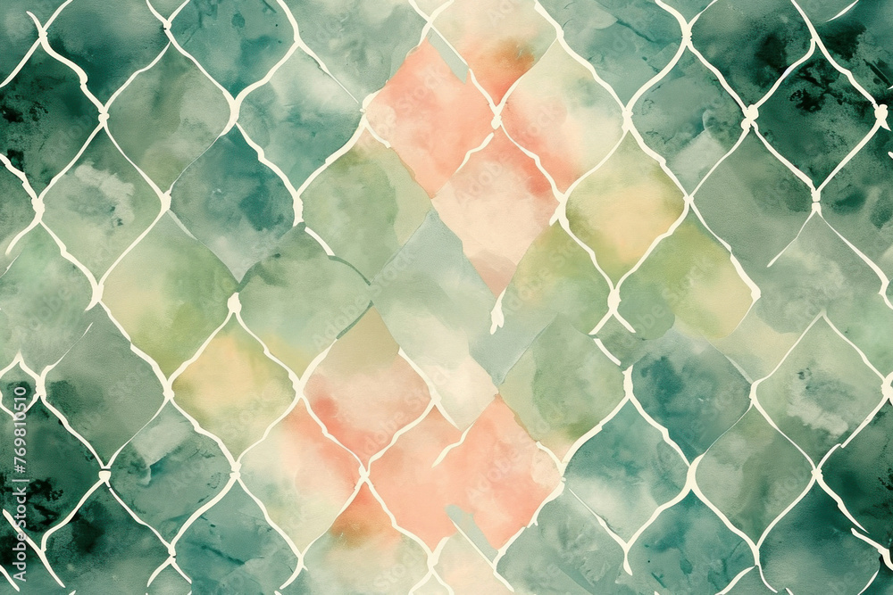 Watercolor Diamond Pattern with Green, Pink, and Blue Colors for ...