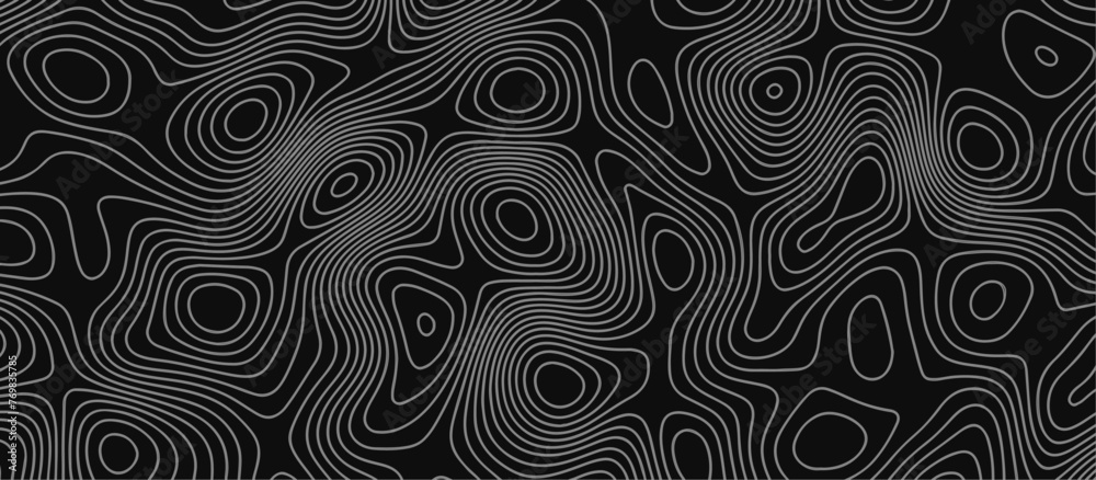 Abstract outline topographic contour map background. Dark texture ...