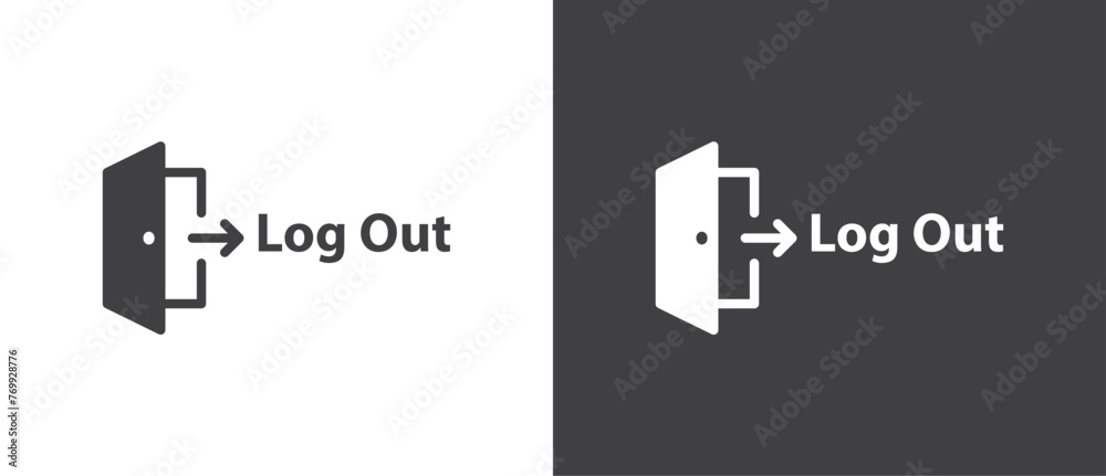 Flat icon of Log out. Close door symbol in trendy flat style, logout ...