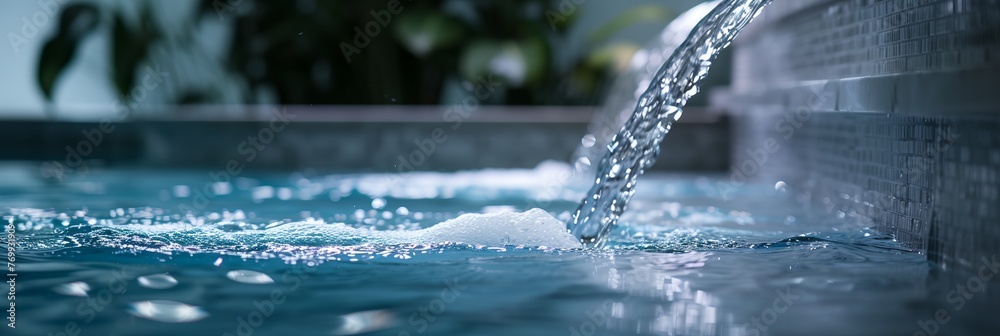 A stream of water is flowing into a pool Stock Illustration | Adobe Stock