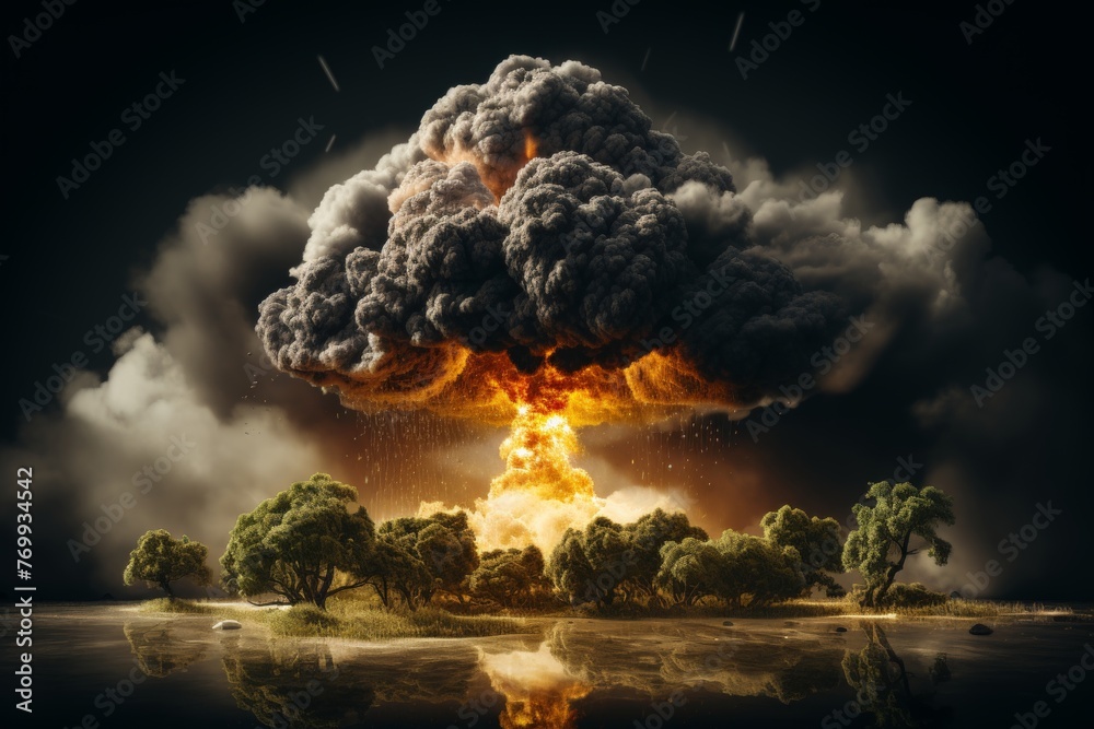 visualize a world map depicting the aftermath of a global nuclear war ...