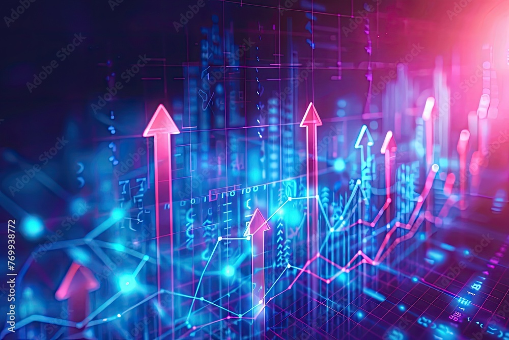 raise arrow chart digital transformation abstract technology background ...