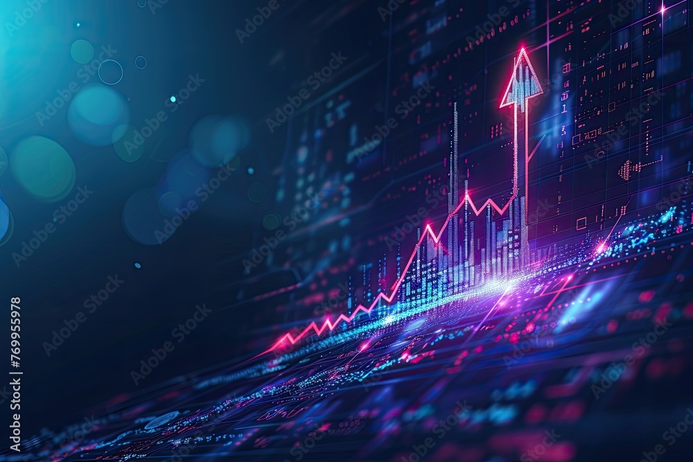 raise arrow chart digital transformation abstract technology background ...