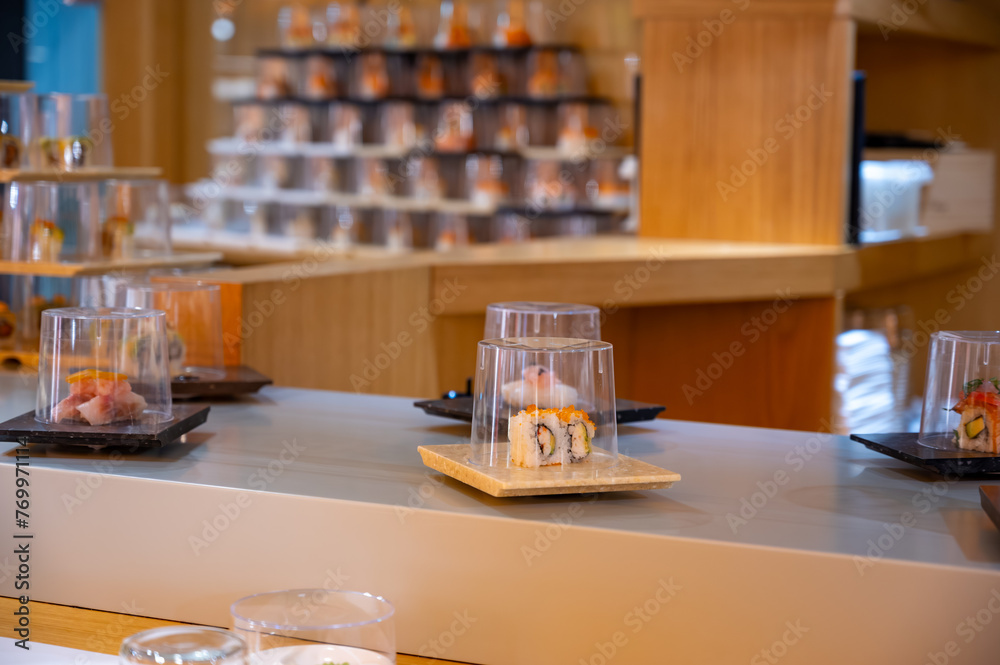 Japanese cuisine, modern restaurant with sushi, sashimi, other Japanese ...