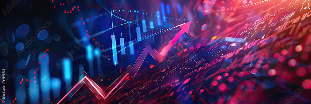raise arrow chart digital transformation abstract technology background ...