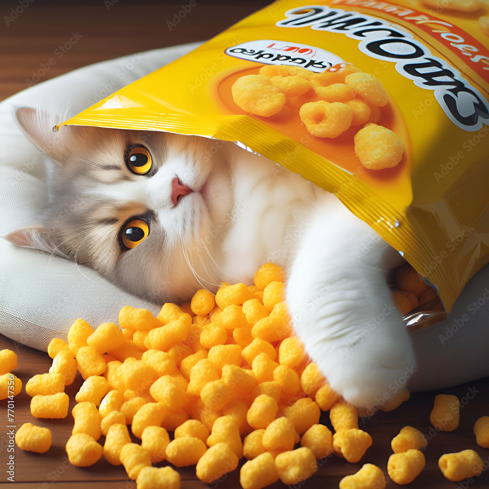 Hungry Healthy Energetic Pet Cat Kitten Animal Laying on its' Back ...