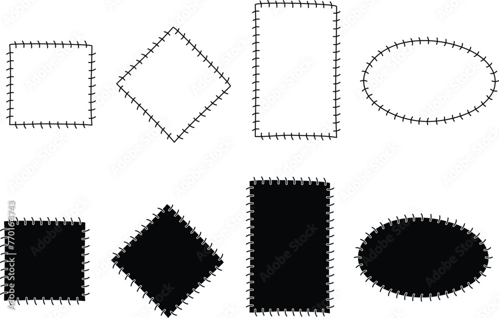 Sewing Patch with Stitches Border Frame Template Clipart - Outline ...