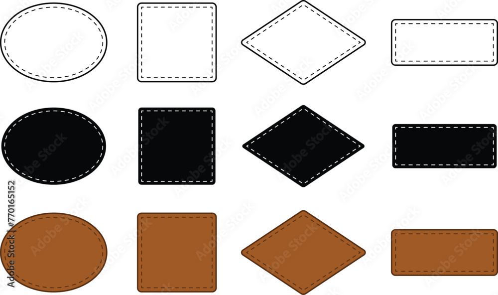 Leather Patches Label Template Clipart - Outline, Silhouette & Color ...