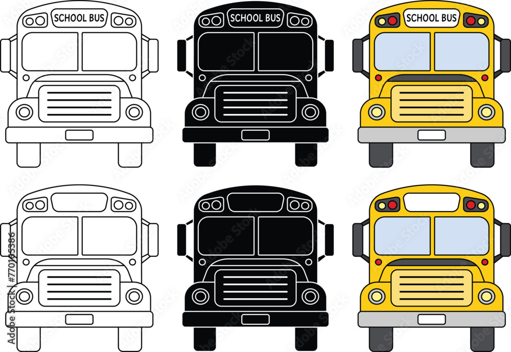 Vector de Stock Cartoon School Bus Front View Vector Illustration ...
