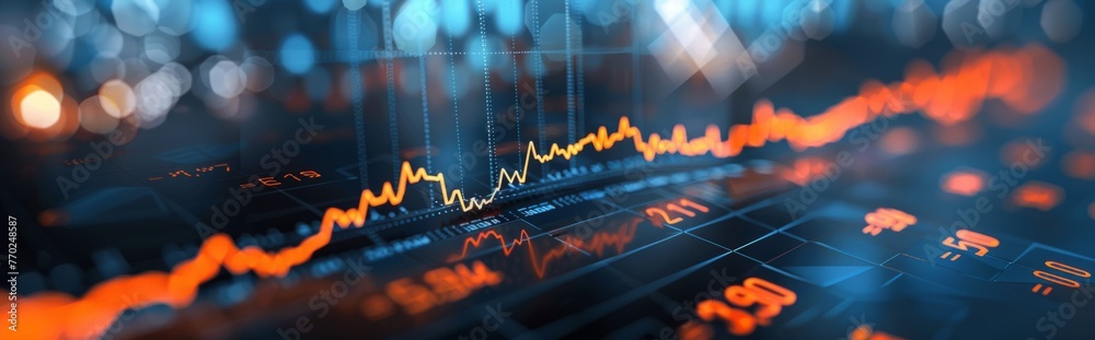 a chart showing an uptrend,A chart of the financial stock market with ...