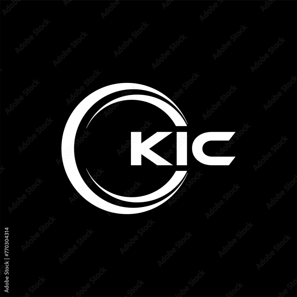 KIC letter logo design with black background in illustrator, cube logo ...