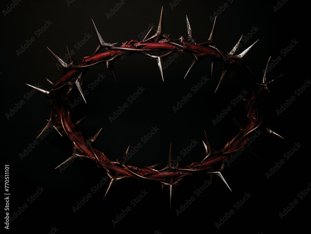 Crown of thorns on a dark background, a symbol of the redemption of sin ...