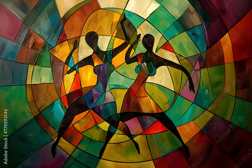 Afro- American male and female couple dancing the ballroom Calypso ...
