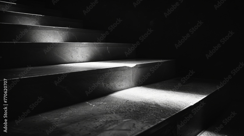 steps of the staircase sideways, black and white, only a slight outline ...