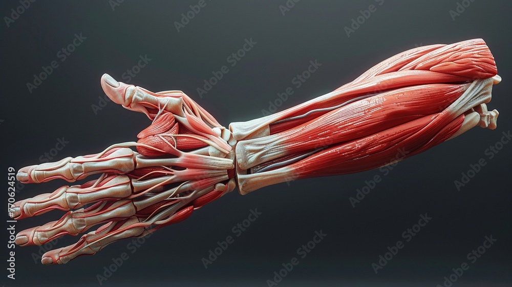 Flexor Carpi Radialis - Craft a detailed 3D model of the flexor carpi radialis, showing its ...