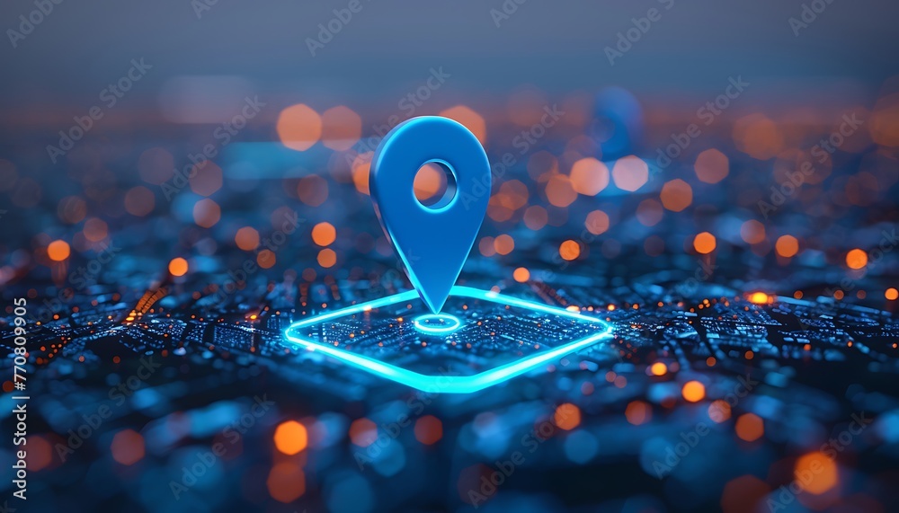 City Destination Mapping, Blue Pin in Urban Network, Illustrating ...