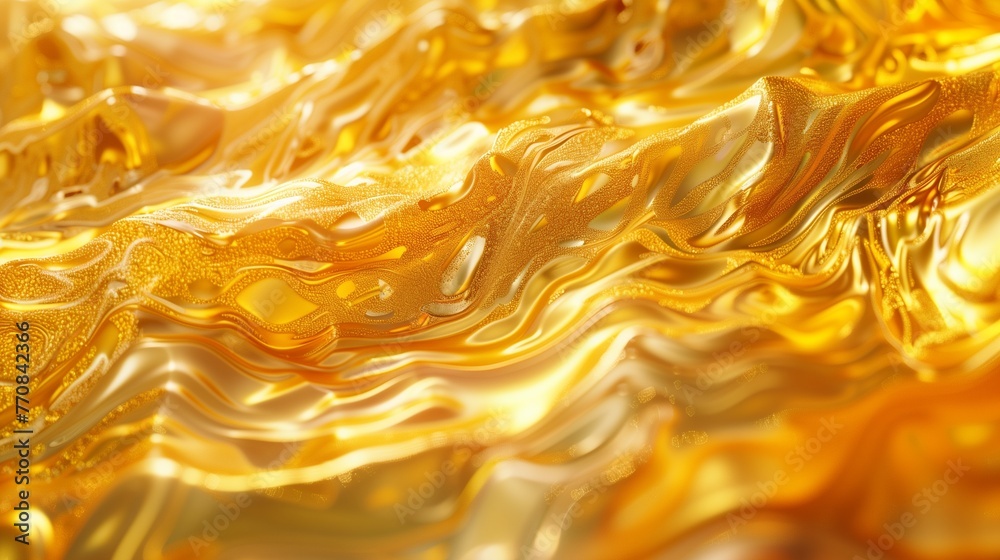 Gleaming Golden Fluid Textures Overlapping in a Marbling Art Spectacle ...