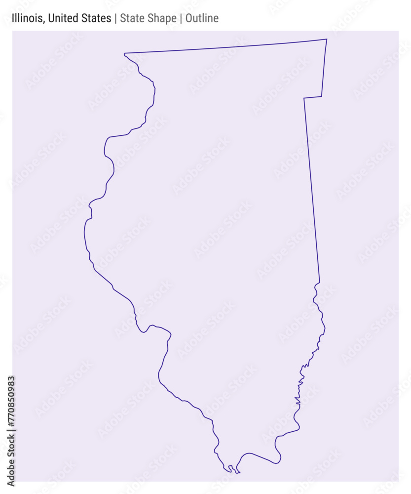 Illinois, United States. Simple vector map. State shape. Outline style ...