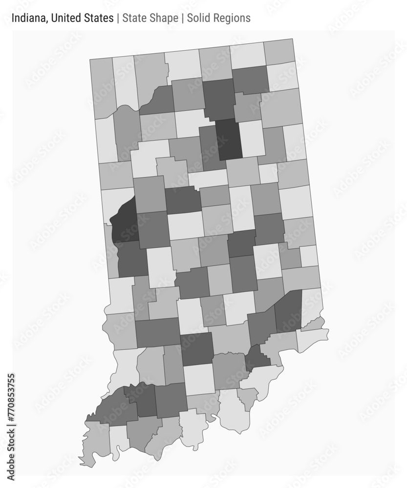 Indiana, United States. Simple vector map. State shape. Solid Regions ...