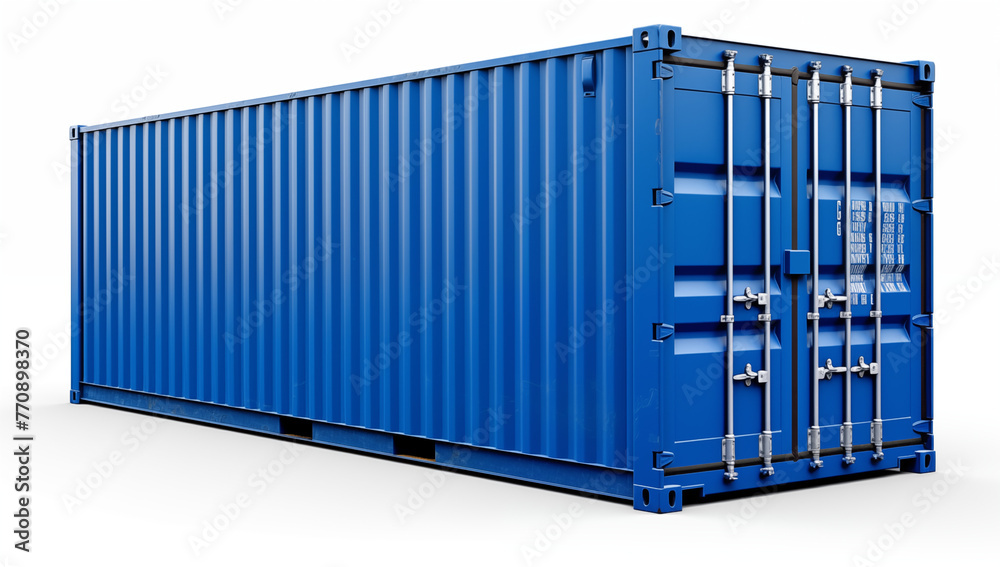 shipping container on transparent background, blue cargo container ...