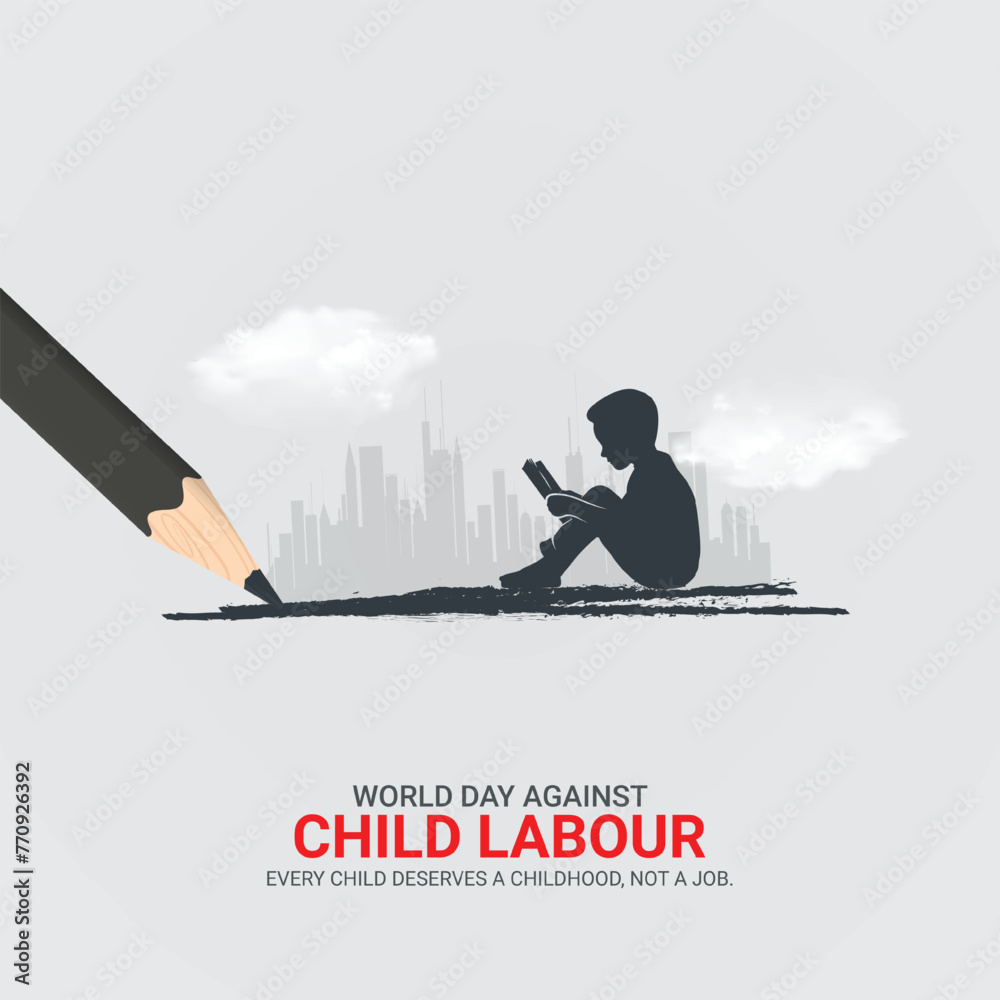 World day against Child labour. Child labour creative ads design 12 ...