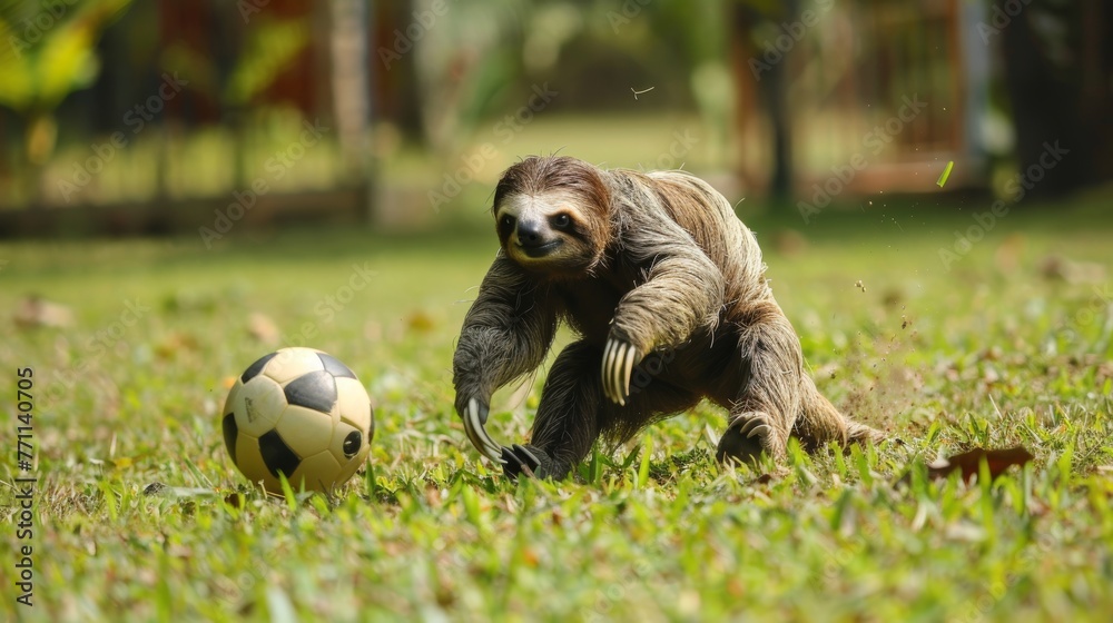 Soccer Sloths Professional captures of sloths playing soccer or ...
