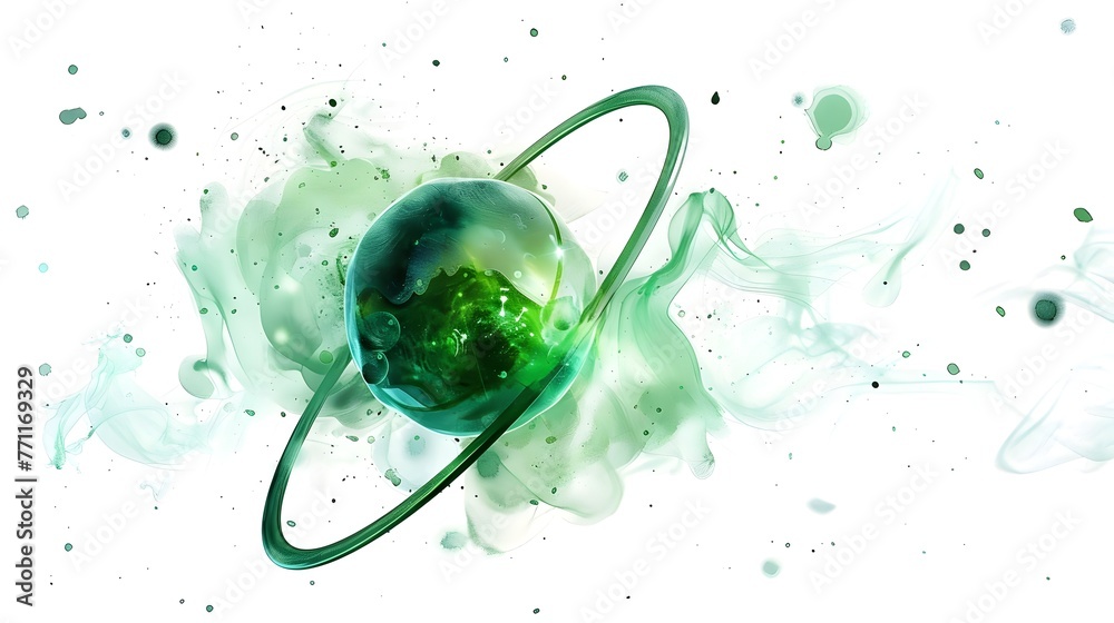 ภาพประกอบ Stock Tenebrism of Green Hydrogen Atom:A Watercolor Clipart ...