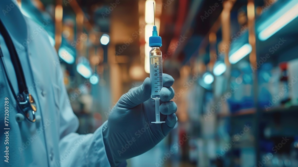 Doctor holding epinephrine auto-injector, ready to combat severe ...