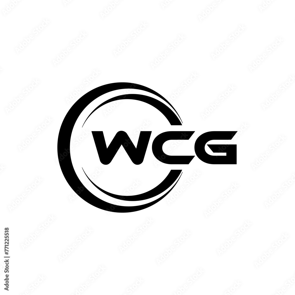 WCG letter logo design with white background in illustrator, cube logo ...