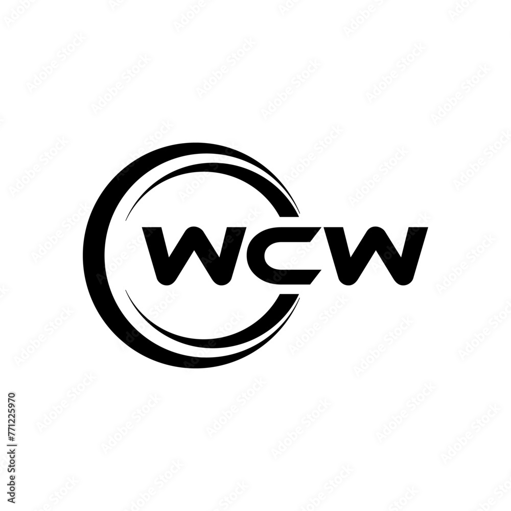 WCW letter logo design with white background in illustrator, cube logo ...
