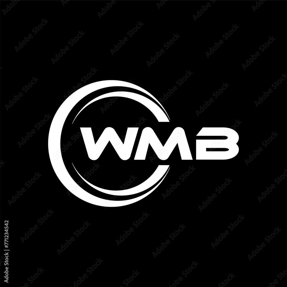 WMB letter logo design with black background in illustrator, cube logo, vector logo, modern ...