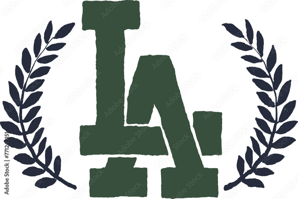 Los Angeles football team logo inspired artwork in laurel wreath ...