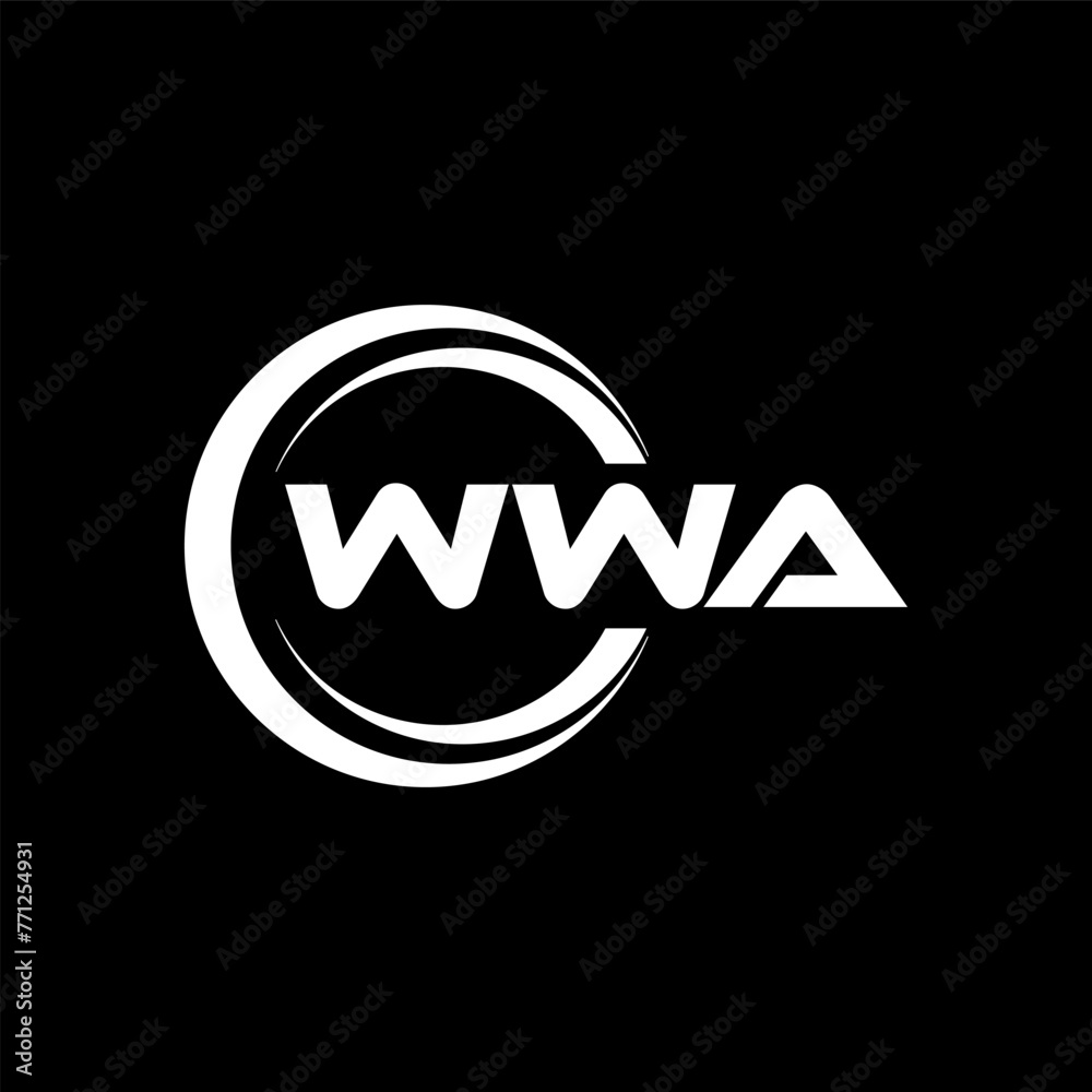 WWA letter logo design with black background in illustrator, cube logo ...